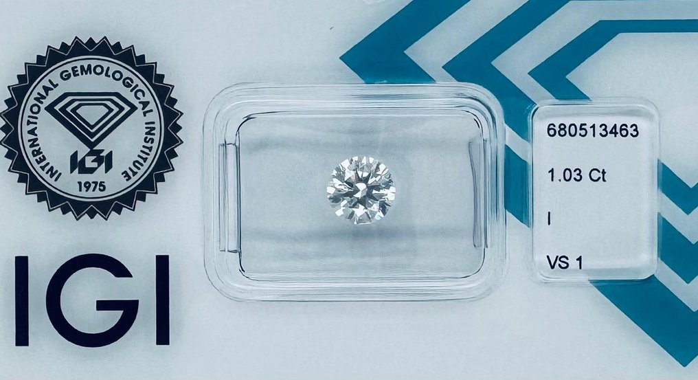 1 pcs Diamond (Natural) - 1.03 ct - Round - I - VS1 - International Gemological Institute (IGI ...
