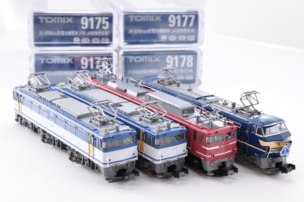TOMIX N - 9175 9176 9177 9178 - Train unit (4) - EF65 500, EF81 600, EF66 0 Electric Locomotive ...