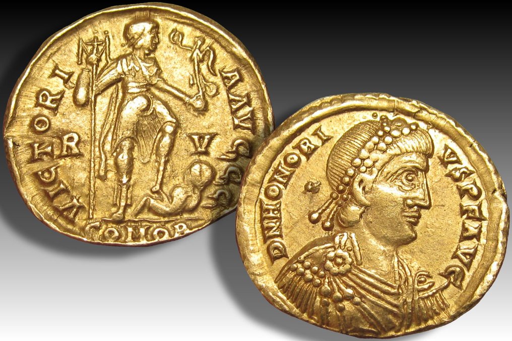 Roman Empire. Honorius (AD 393-423). Solidus Ravenna mint after 408 A.D. - VICTORIA AVGGG ...