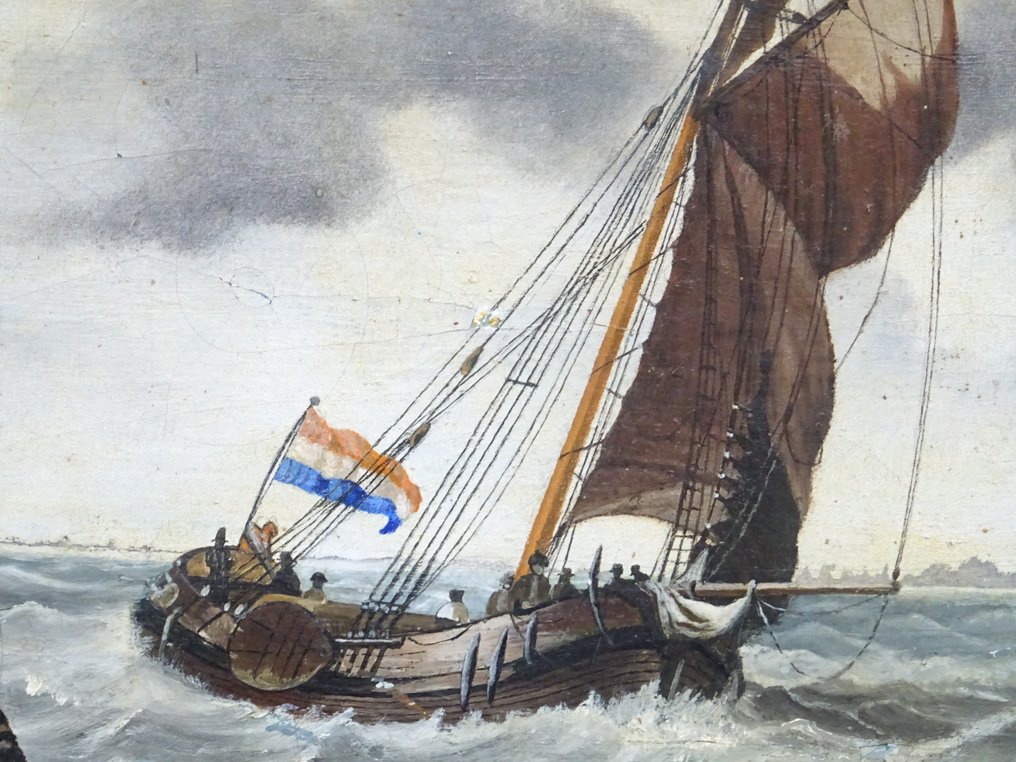 Hollandse School (XX) - Botters op ruwe zee - Catawiki