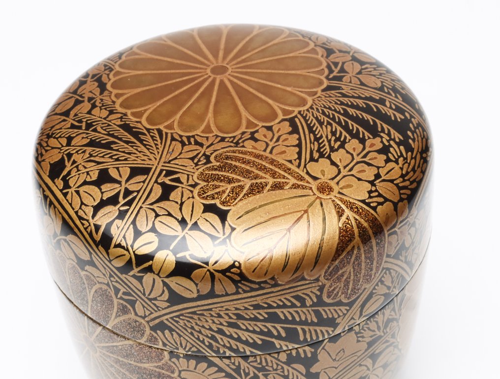 Antique Kodaiji Maki-e Tea Caddy with Wooden Box – Autumn Grass and ...