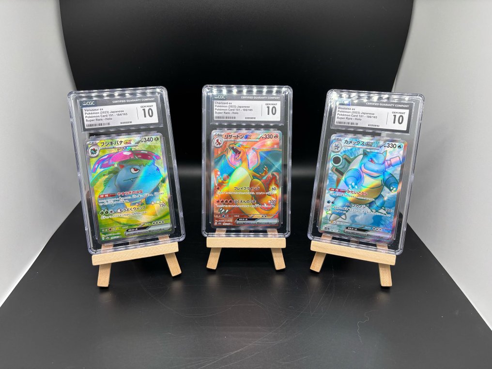 Pokémon - 3 Graded card - Charizard, Blastoise & Venusaur SR! - Gem Mint condition! - 151 ...