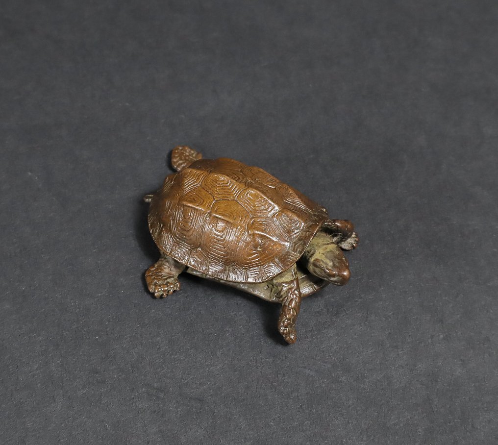 Realistic Copper Turtle 亀 Signed 'Hata はた' Jizai Okimono - Statue ...