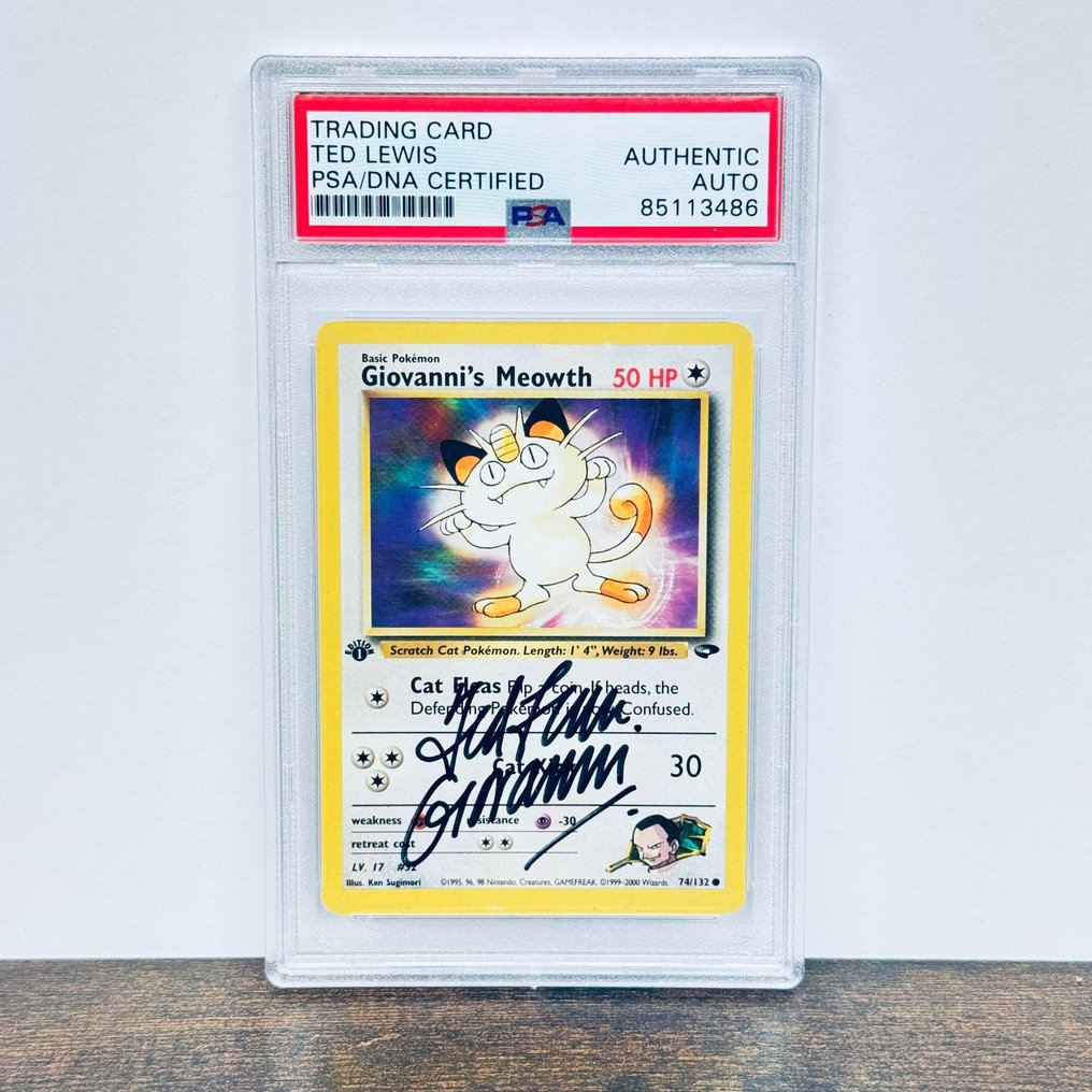 Pokémon Graded card - Signed Card - 1st Edition Giovanni´s Meowth #74 ...