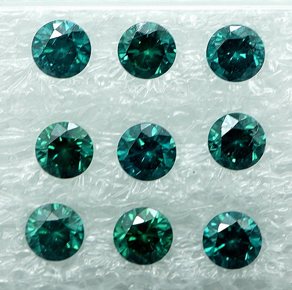 9 pcs Diamante (Cor tratada) - 1.02 ct - I1, I3 - Gem Report Antwerp (GRA) - Catawiki