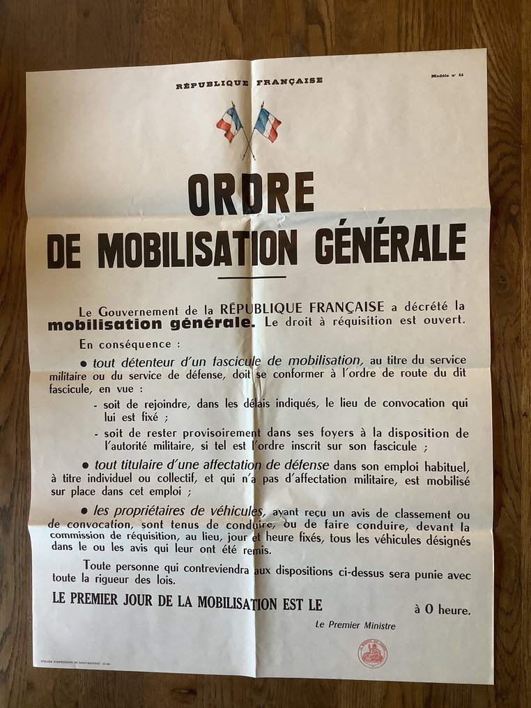 France - Military poster Mobilization order WW2 - Military equipment ...