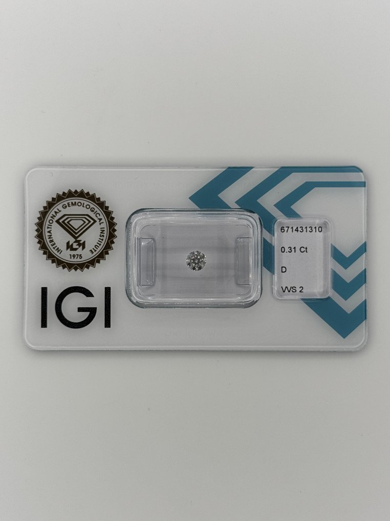 1 pcs Diamond (Natural) - 0.31 ct - Round - D (colourless) - VVS2 - International Gemological ...