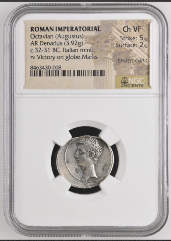 Republika Rzymska (imperatorialna). NGC Ch VF 5/5- 2/5 Octavian ...