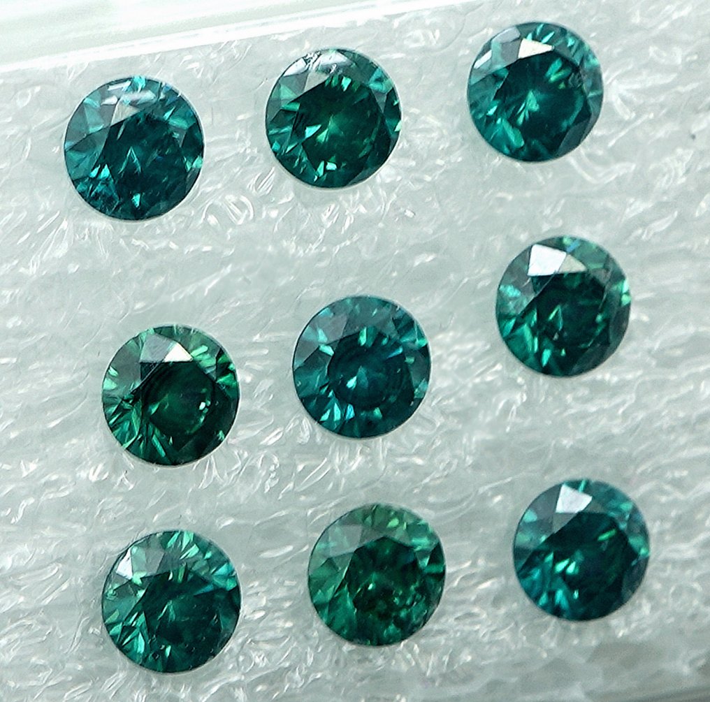 9 pcs Diamante (Cor tratada) - 1.02 ct - I1, I3 - Gem Report Antwerp (GRA) - Catawiki