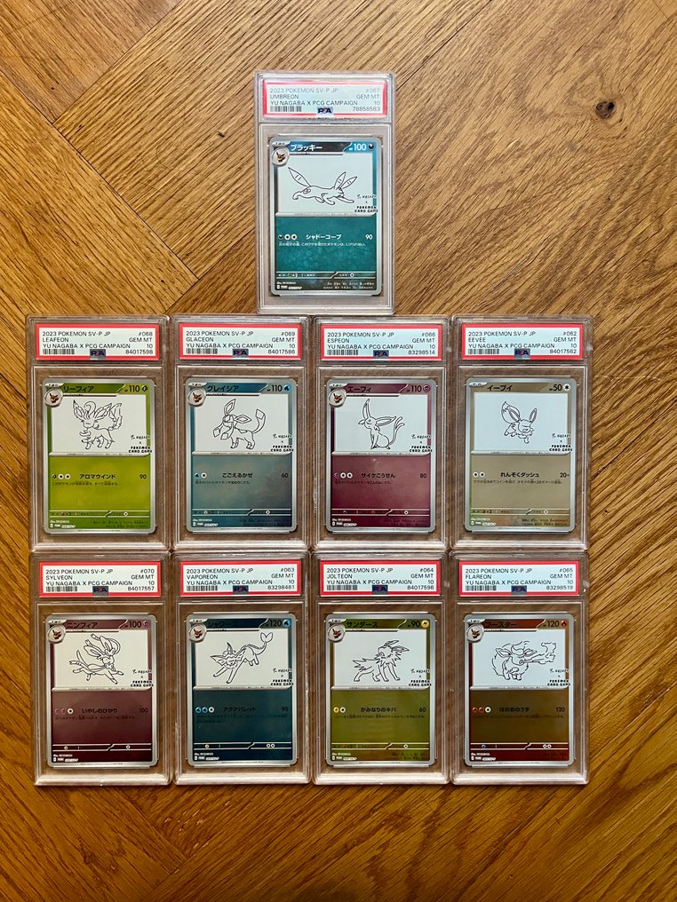 Pokémon - 9 Graded card - Promo Cards, Yu Nagaba Collaboration, Full Eeveelution Set - Eevee ...