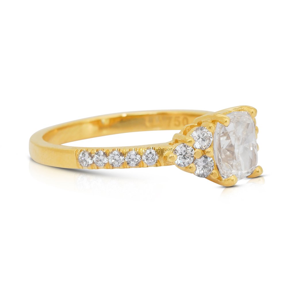 Ring - 18 kt. Yellow gold - 1.46ct. tw. Diamond (Natural) - Diamond - Brilliant Ring - auction ...