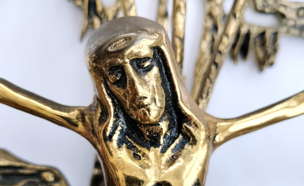 Inspirada de Salvador Dalí - Sculpture, Cristo de San Juan - 60 cm - Bronze doré coulé - 1970 ...