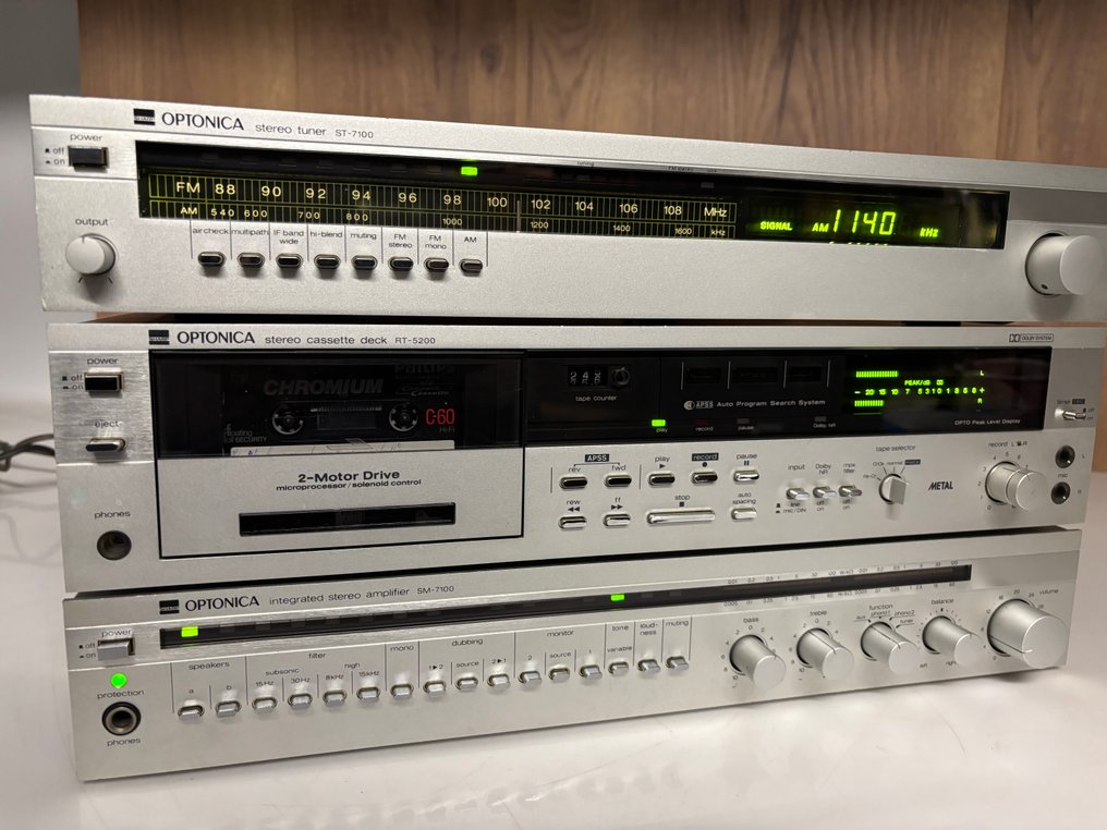 Optonica - SM-7100 Amplifier - RT-5200 Cassette Deck - ST-7100 Tuner Stereo set - auction online ...