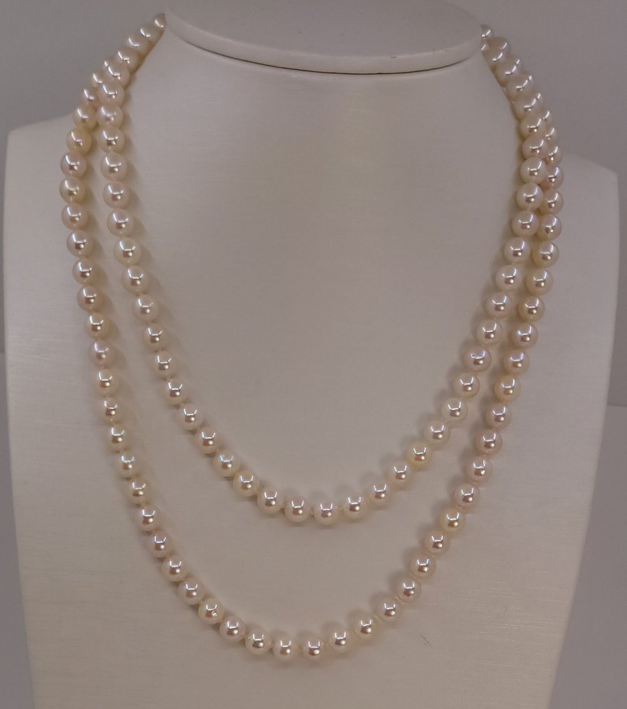 Necklace 6x6.5mm Double Akoya Pearls - auction online Catawiki