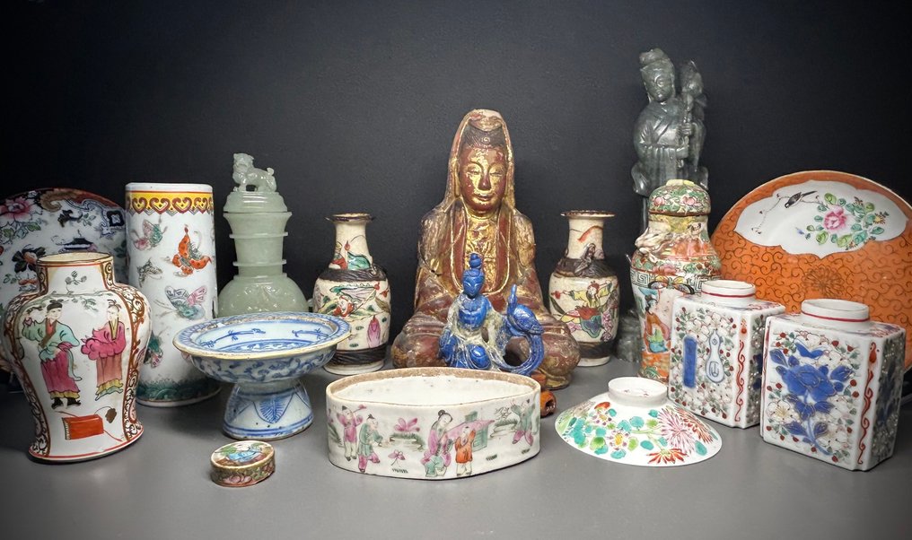 LOT OF VARIOUS ANTIQUE CHINESE OBJECTS, 19TH - 20TH C. - Enamel ...