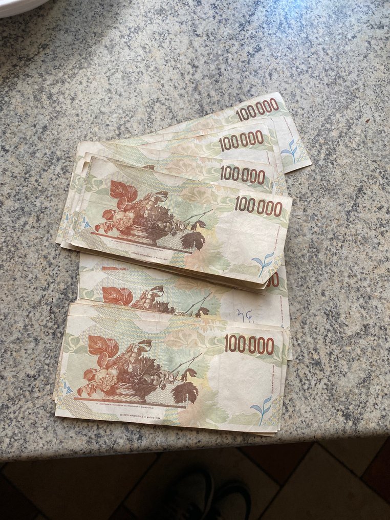 Italy. - 20 x 100.000 Lire "Caravaggio" II tipo - Gigante BI 85; Pick ...