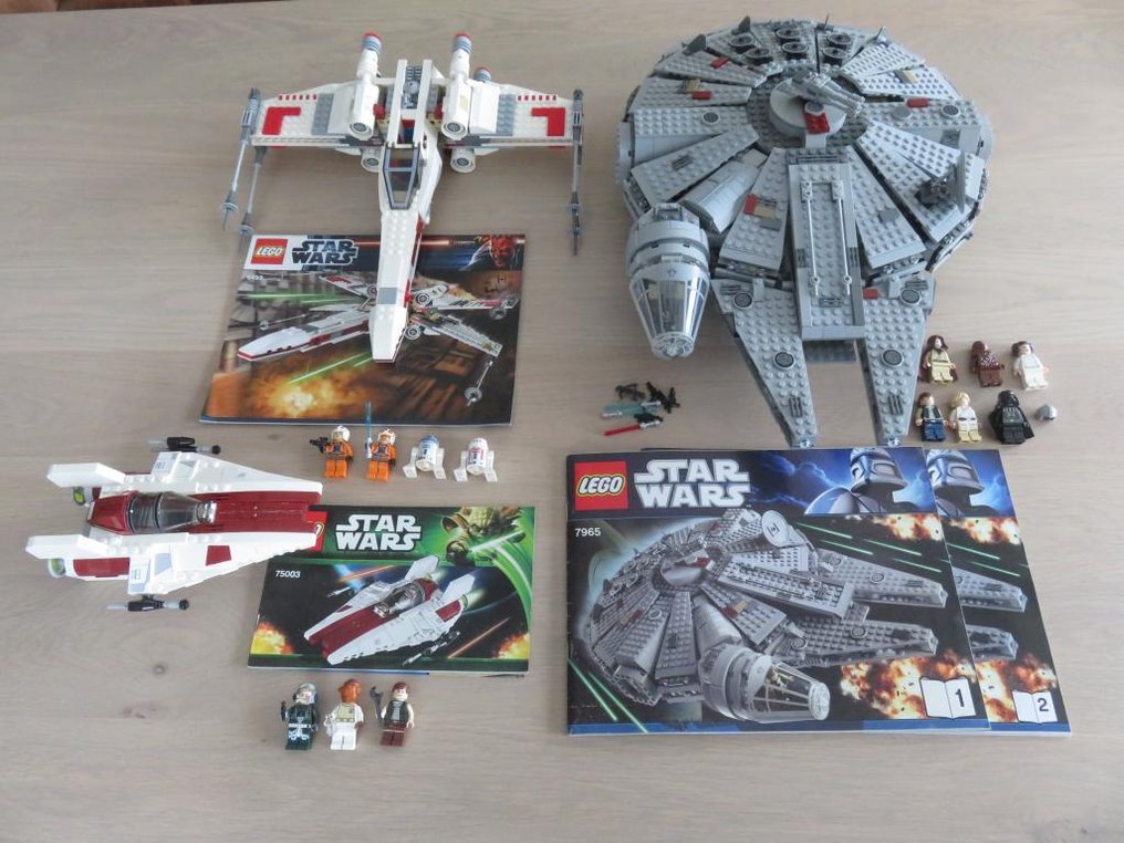 LEGO Set - Star Wars - 7965 Millennium Falcon + 9493 X-Wing Starfighter + 75003 A-Wing ...