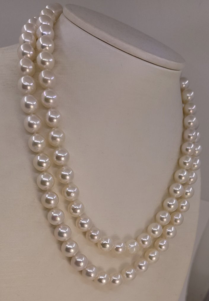 Necklace 9x9.5mm Double Akoya Pearl - auction online Catawiki