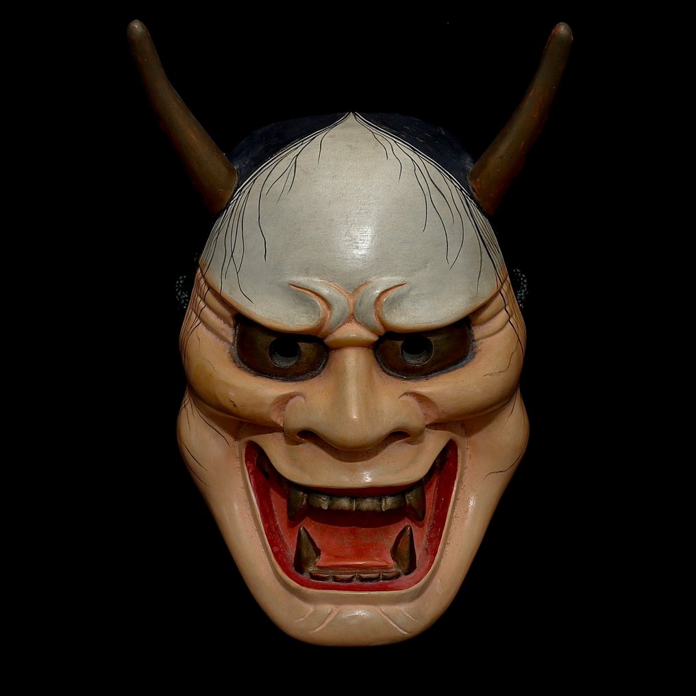 RARE - Japan Wooden Noh Mask of “JA” 能面 ~ 蛇 (with mask bag) - Sculpture ...