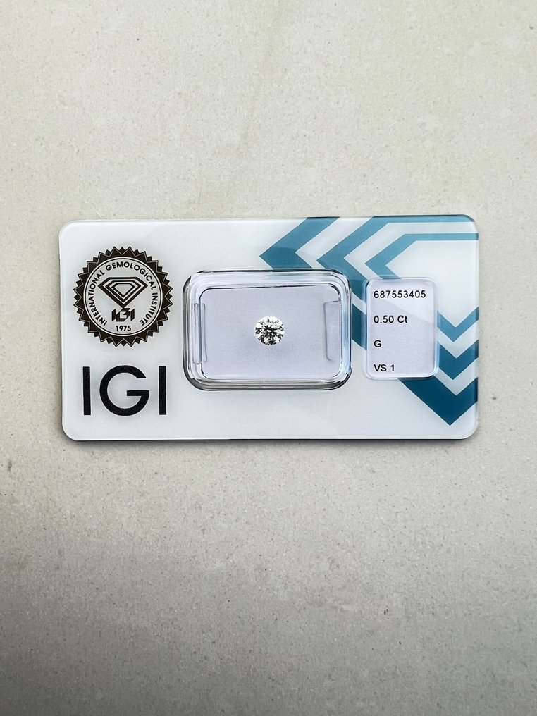No Reserve Price - 1 pcs Diamond (Natural) - 0.50 ct - Round - G - VS1 - International ...