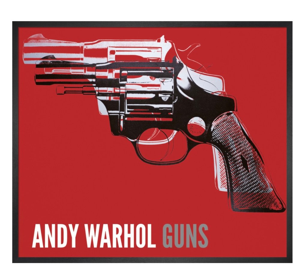 Andy Warhol (after) - "Guns, 1981-1982 white and black on red". Copyright: Andy Warhol ...