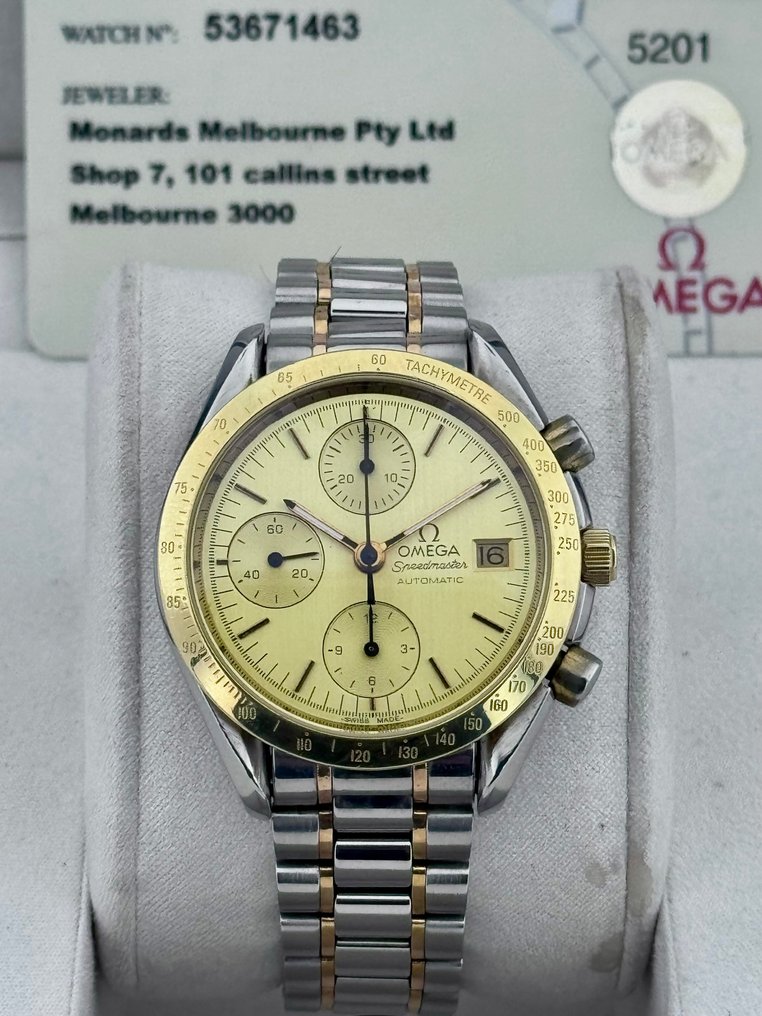 Omega - Speedmaster Automatic Chronograph Gold Bezel - - 175.0043 - Men ...