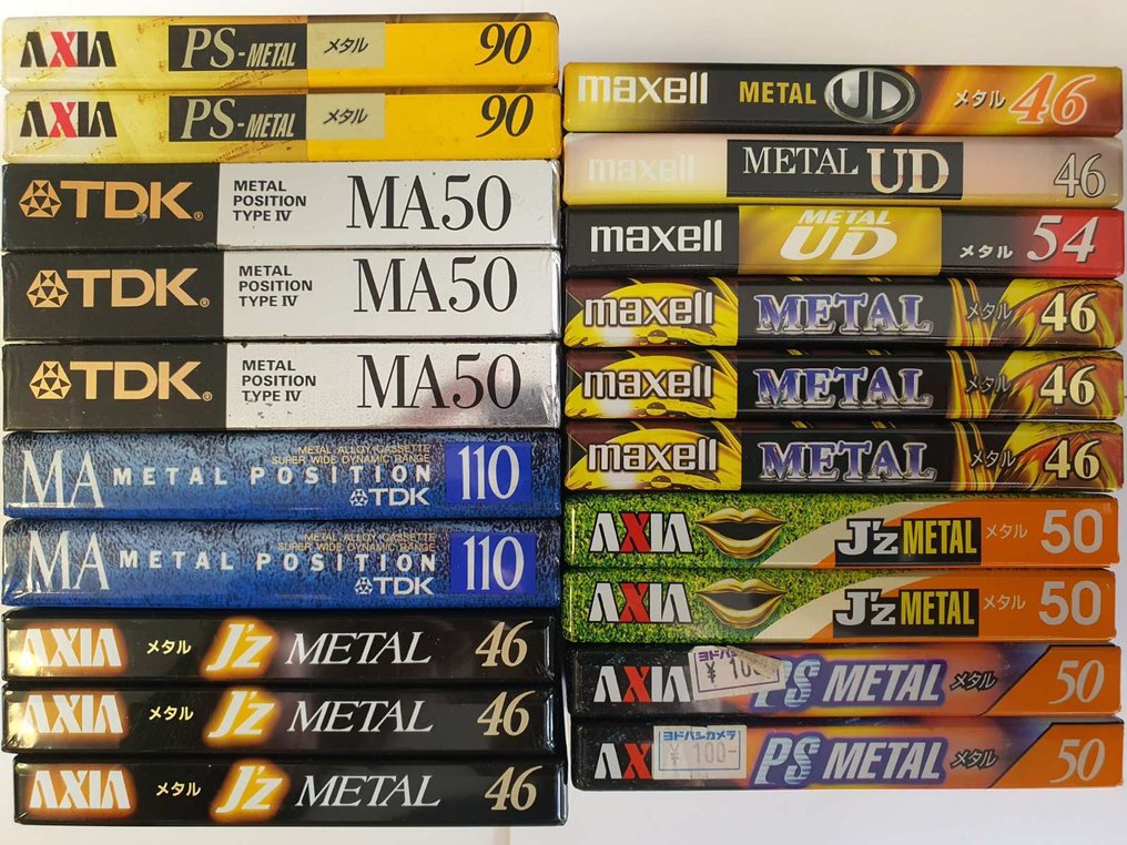 TDK, MAXELL, AXIA - MA Metal, UD Metal, PS metal; J'z metal Blank audio cassette - Multiple ...