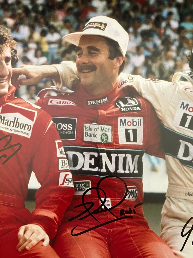 Nigel Mansell, Nelson Piquet, Alain Prost (Ayrton Senna) - 1986 - Photograph - auction online ...