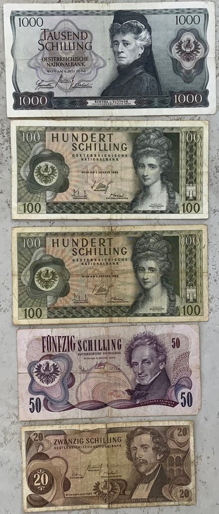 Austria. - 5 Banknotes - 1966/1970 (No Reserve Price) - auction online ...