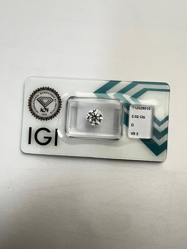 1 pcs Diamond (Natural) - 2.02 ct - Round - D (colourless) - VS2 - International Gemological ...