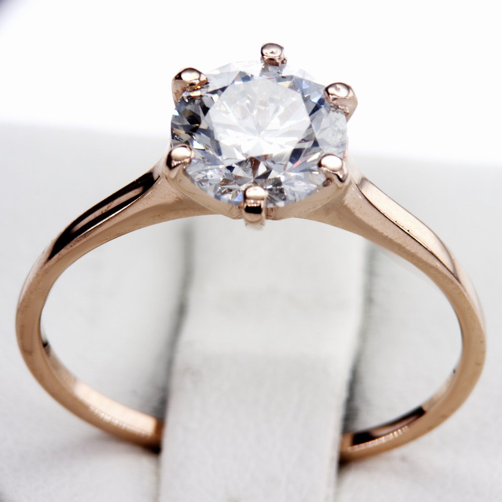 No Reserve Price - Engagement ring - 14 kt. Rose gold - 1.51ct. tw. Diamond (Natural) - auction ...