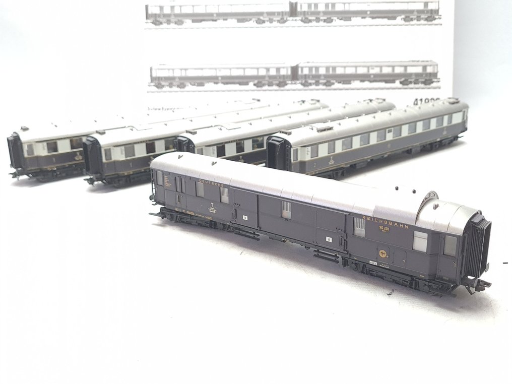 Märklin H0 - 41928 - Modeltrein personenwagonset (1) - 5 'Rheingold' sneltrein rijtuigen - DRG ...