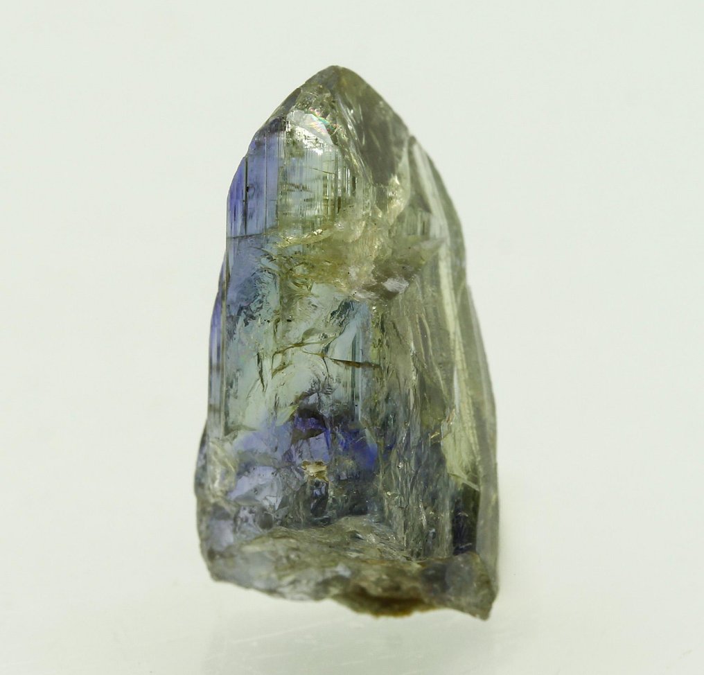 Flawless gemstone Twin TANZANITE Pleochroism, Blue Purple and Green Crystal - Height: 2 cm ...