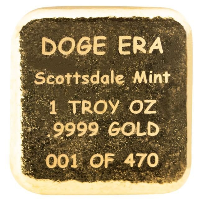1 Troy Ounce - Gold - 1 oz 9999 Fine Gold Cast Bar Scottsdale DOGE Era ...