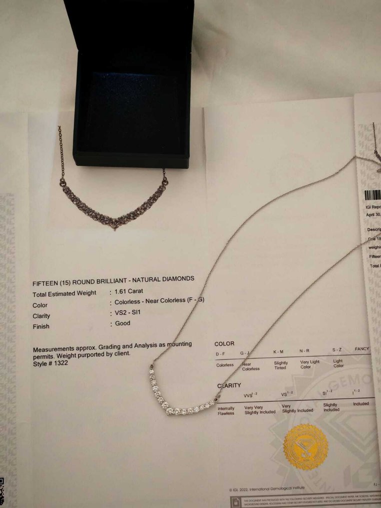 Gargantilha - 18 K Ouro branco - 1.61ct. tw. Diamante (Natural) - Catawiki