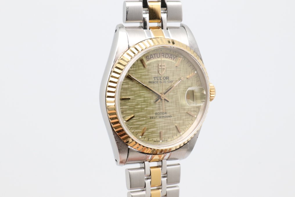 Tudor - Prince Date-Day - No Reserve Price - 76213 | Gold Linen Dial ...