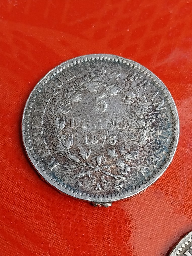 France. 5 Francs 1873-A, 1873-K et 1874-A Hercule (lot de 3 monnaies) (No Reserve Price ...