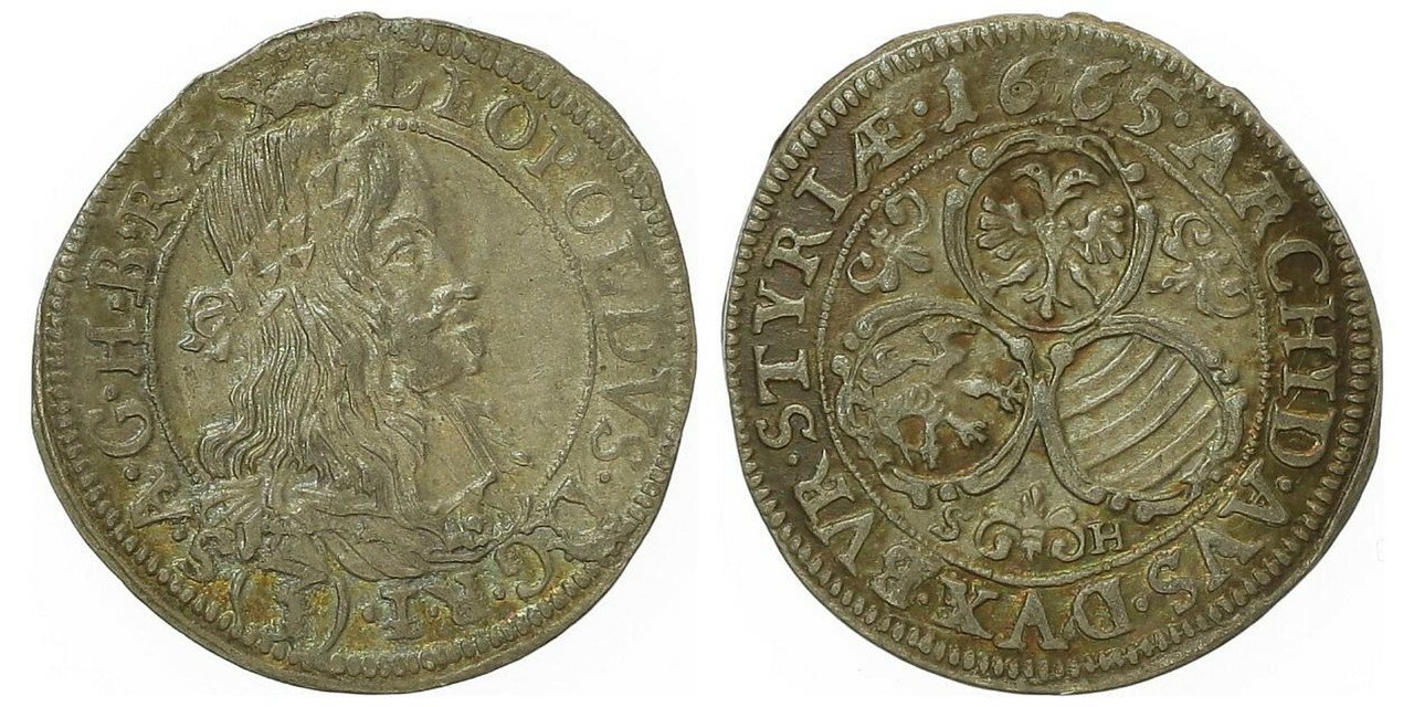 Austria. Leopold I. (1657-1705). 3 Kreuzer 1665, S-H, Graz - Catawiki