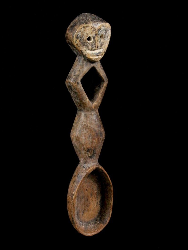 ceremony spoon (2) - Wood - Lega, Makonde - Tanzania, Congo - Catawiki