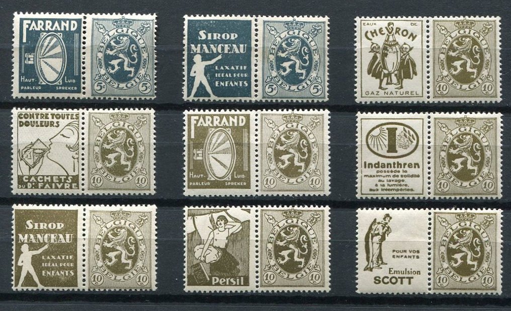 Belgium 1929/1932 - Complete series of 54 Advertising Stamps 'Heraldic ...