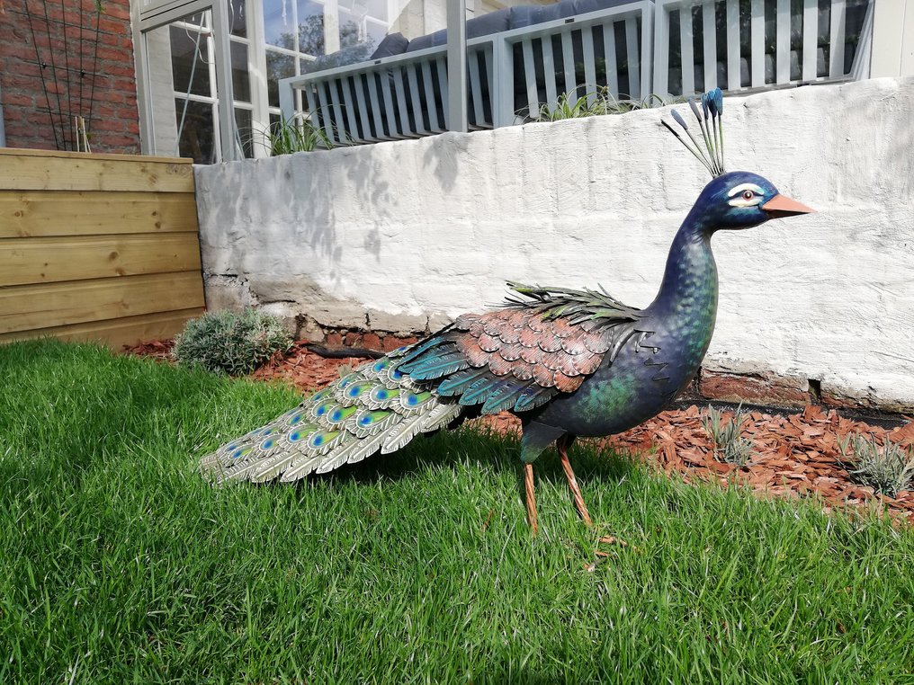 Very Large Sculpture Of A Peacock Metal Catawiki