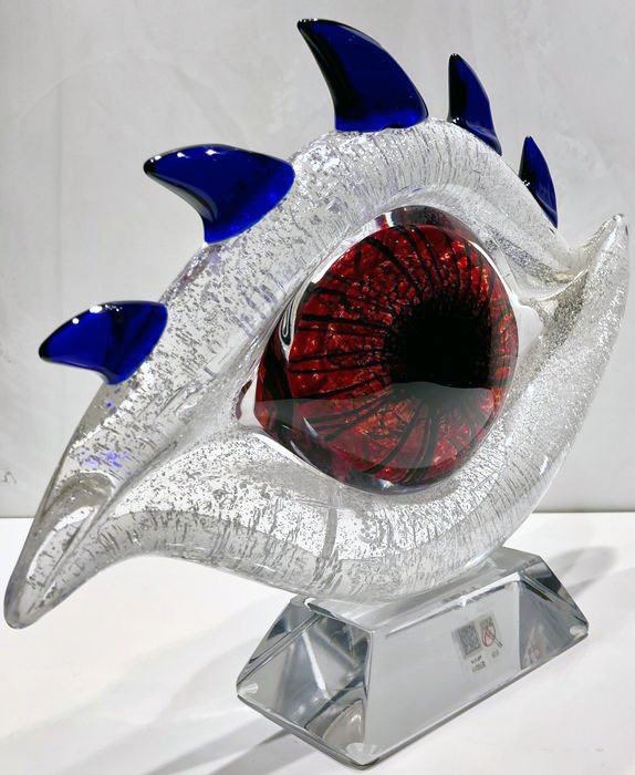 Cristiano Toso Murano An Eye Murano Glass® With Silver Sculpture 34 Cm 925 Silver