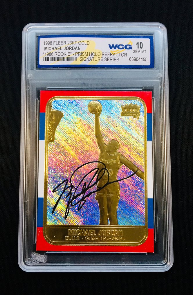 1998 - Fleer 23KT Gold - Michael Jordan - 1986 Rookie - Prism Holo Refractor - Signature Series ...