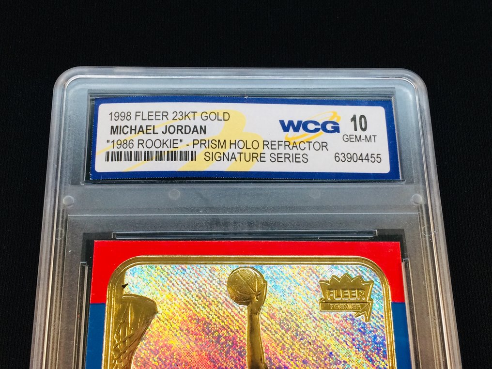 1998 - Fleer 23KT Gold - Michael Jordan - 1986 Rookie - Prism Holo Refractor - Signature Series ...