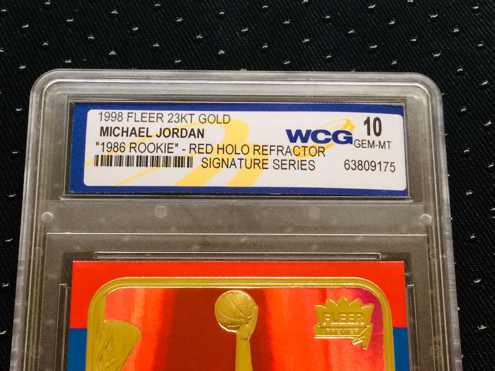 1998 - Fleer 23KT Gold - Michael Jordan - 1986 Rookie - Red Holo Refractor - Signature Series ...