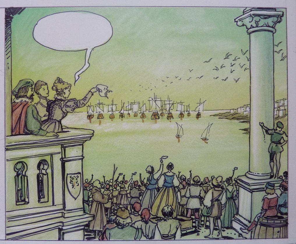 Manara, Milo - Original colour drawing - Columbus - (1992) - Catawiki