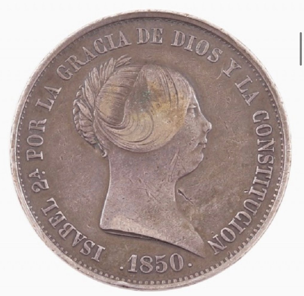 Spain. Isabel II (1833-1868). 20 Reales 1850 Madrid - Catawiki