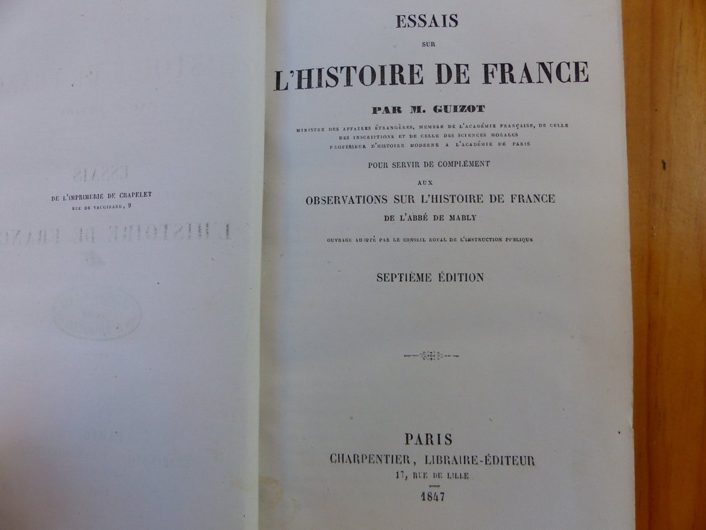 M. Guizot - Essais sur l'histoire de France - 1847 - Catawiki M. Guizot - Essais sur l'histoire de France - 1847 - Catawiki