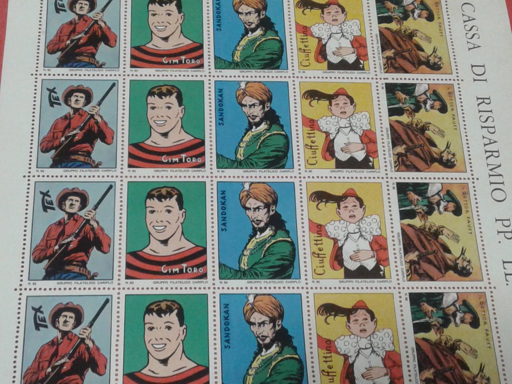 Tex, Sandokan, Gim Toro ecc. gadget - foglio filatelico intonso - 1 ...