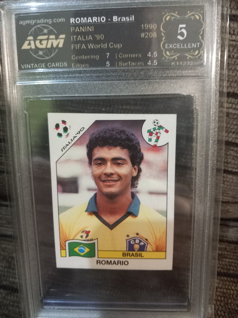 1990 Panini World Cup Stickers - Romario #208 - AGM Grading - Catawiki